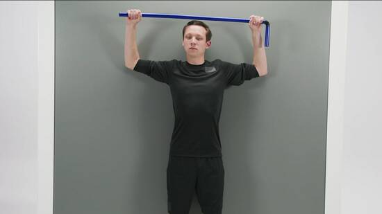 Standing Both Shoulders Outward Rotation Using a Cane Standing Against ...