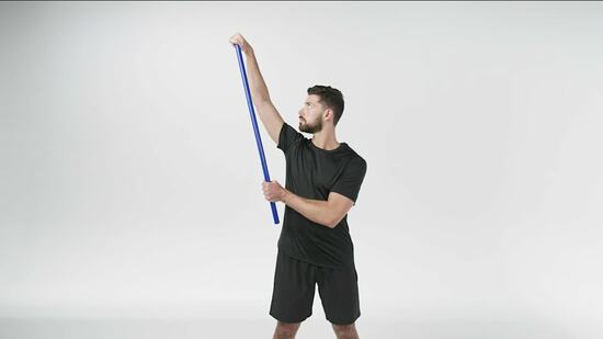 Standing Shoulder Stretch to the Side With a Cane : OrthoPedia Patient